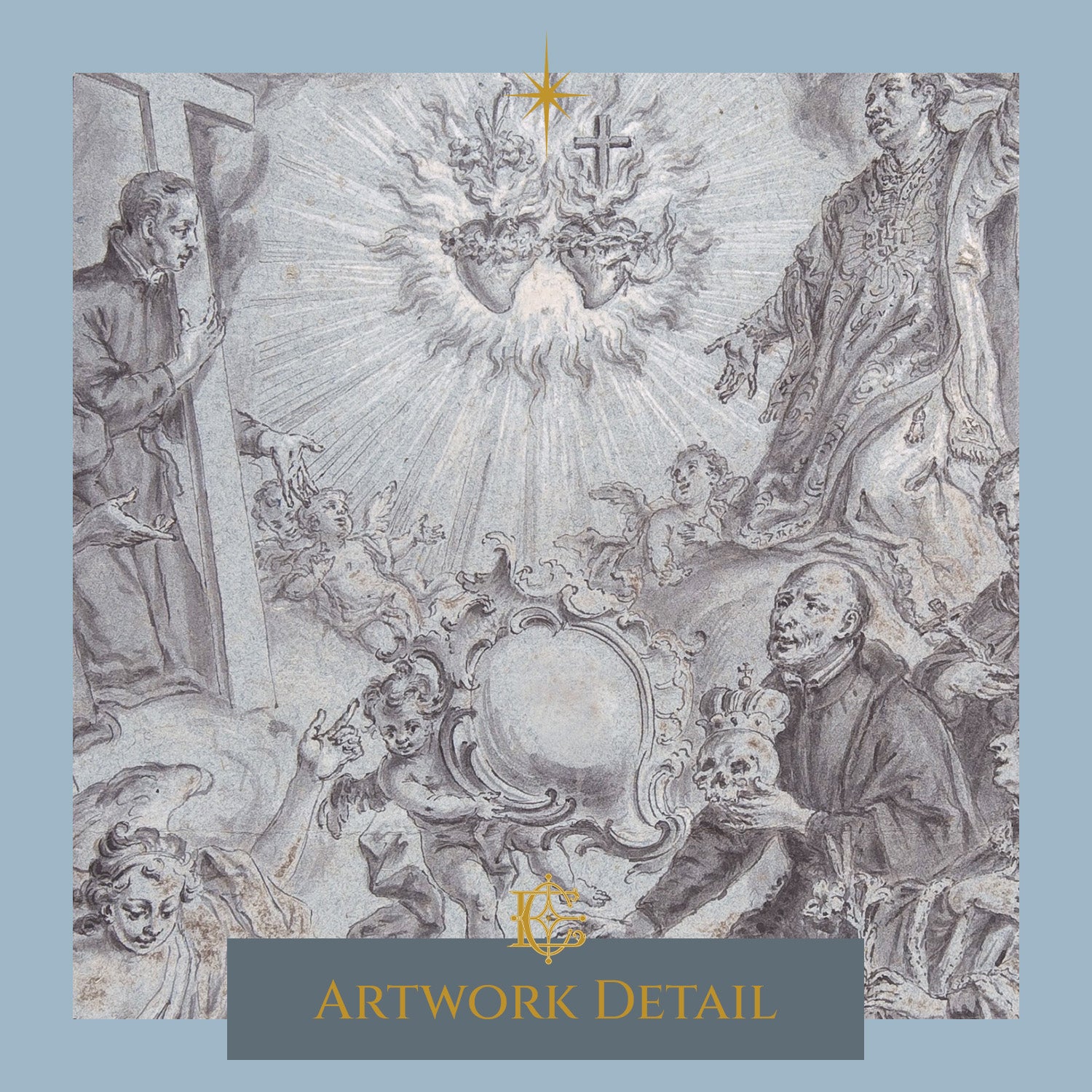 The Trinity and Saints surrounding the Sacred Hearts of Christ and the ...